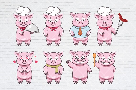 Cute Chibi Pig Piggy SVG PNG Sublimation Design: SVG Bundle - Etsy