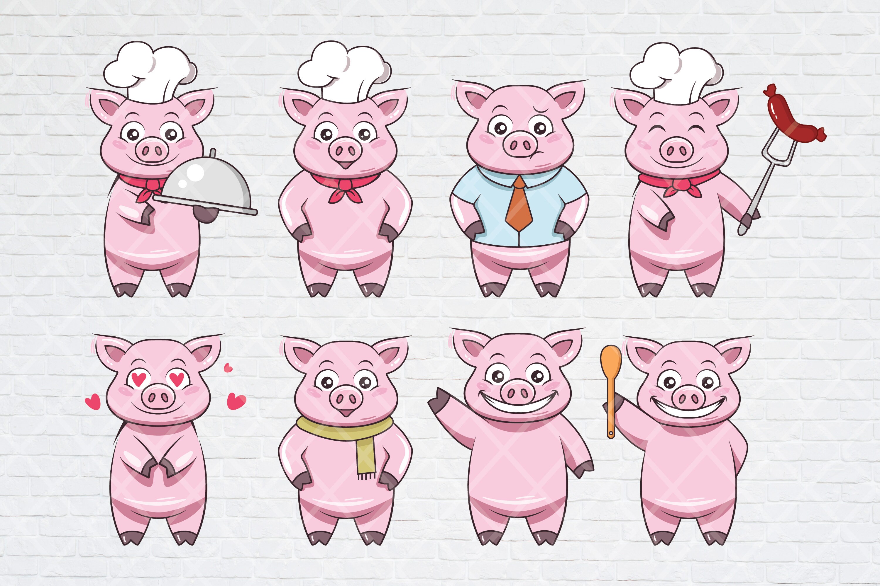 Cute Chibi Pig Piggy SVG PNG Sublimation Design: SVG Bundle Files for ...