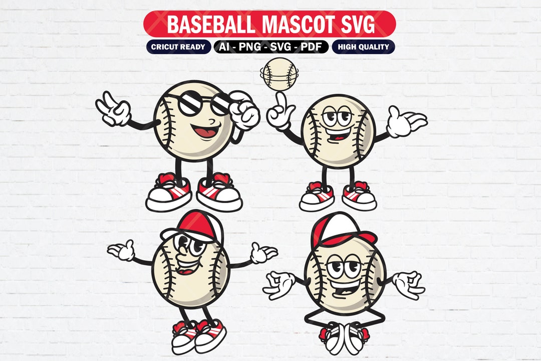 Baseball Mascot SVG, Retro Baseball Cartoon SVG, Vintage Baseball Kids ...