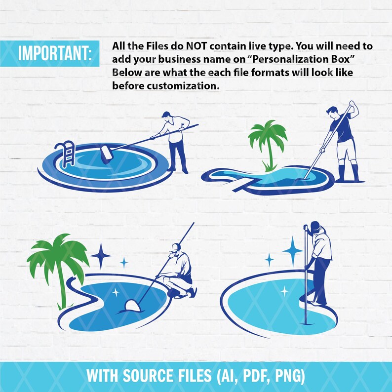Custom Pool Cleaning Logo, Personalized Pool Maintenance Design ...