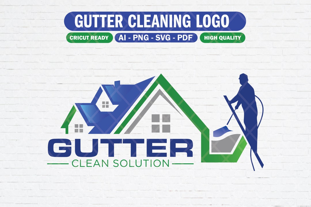 Gutter Cleaning Logo Design Template, Gutter Cleaning Services Logo ...
