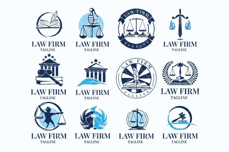 Lawyer or Notary Logo Designs Collection With Editable Text: - Etsy