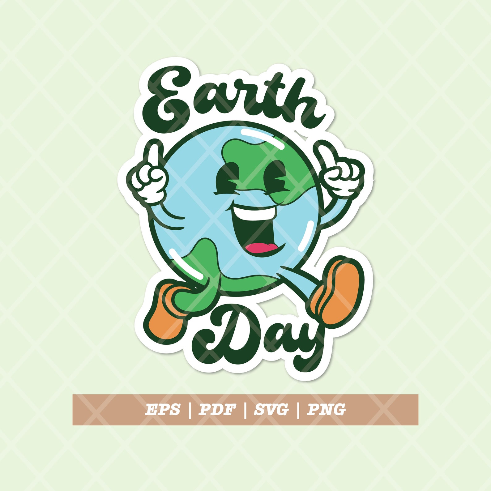 Retro Earth Sticker Mascot, Vintage Earth Character, Earth Day Sticker ...