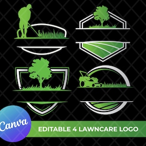 4 Canva Editable DIY Lawn Care Logo | Customizable Landscaping Canva ...