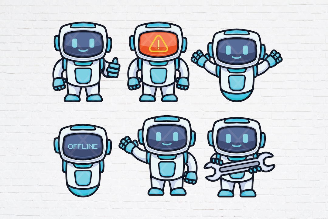Cute Robot SVG Bundle, Chibi Kawaii Robot Cut Files, Funny Robot SVG ...
