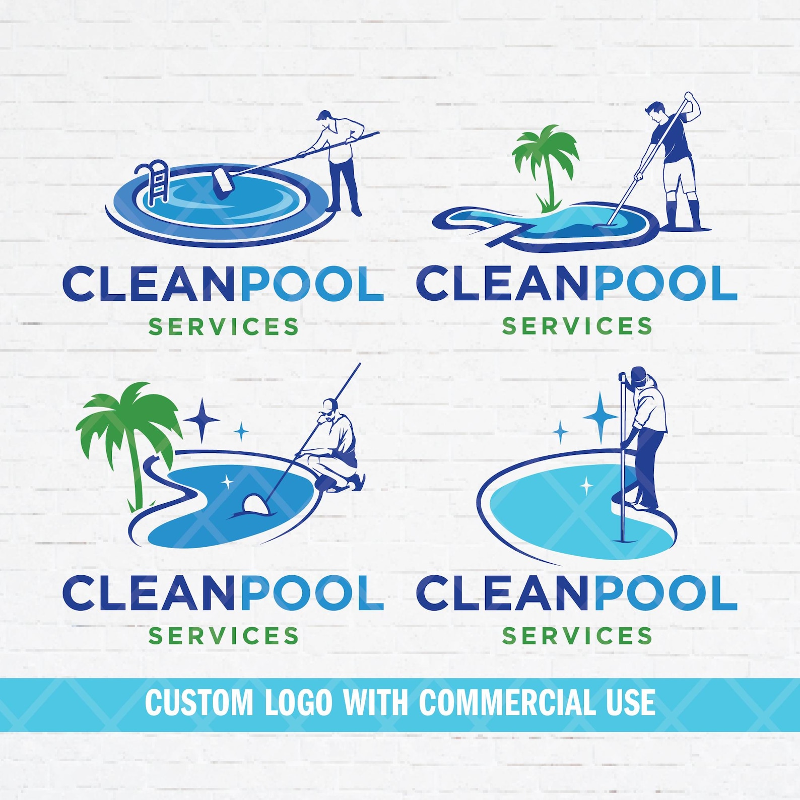 Custom Pool Cleaning Logo, Personalized Pool Maintenance Design ...