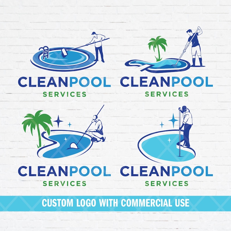 Custom Pool Cleaning Logo, Personalized Pool Maintenance Design ...