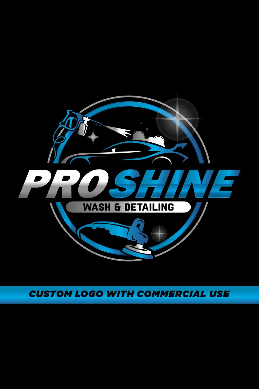 Custom Blue Car Wash and Detailing Logo, Custom Auto Care Logo ...