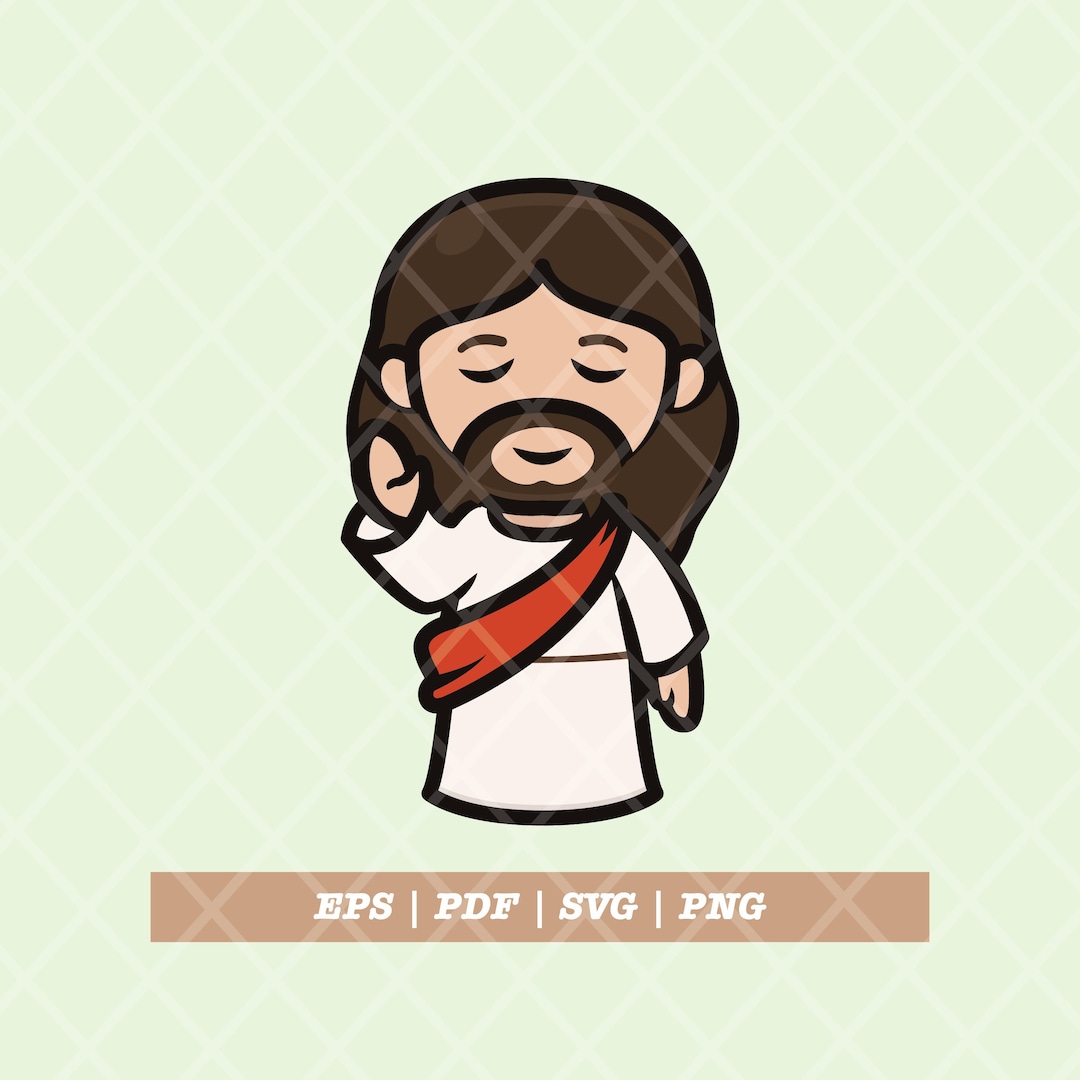 Funny Jesus Mascot, Jesus Cartoon Template, Cute Jesus Clipart, Jesus ...