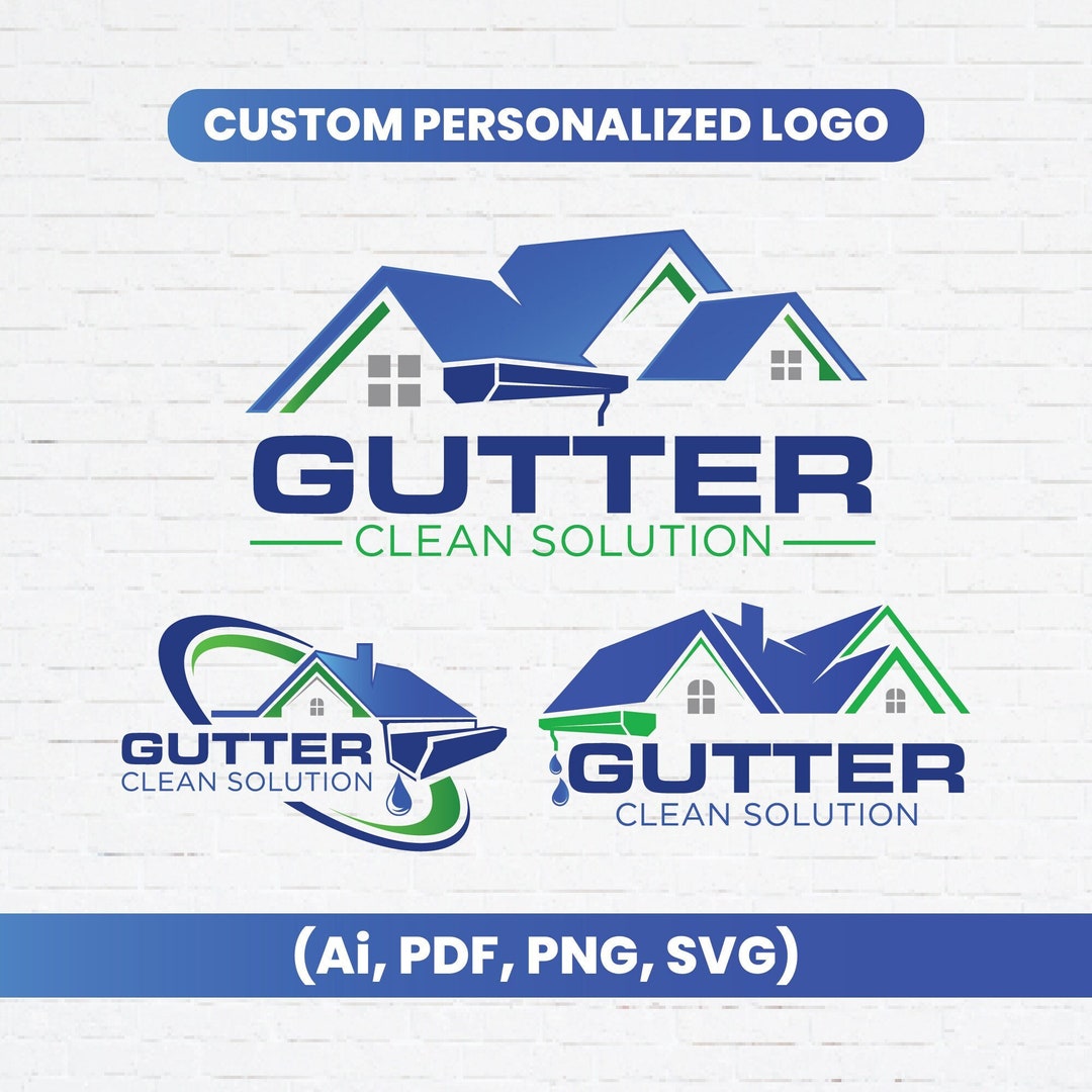 Gutter Clean Logo, Custom Logo Design, Gutter Clean Personalized Logo ...
