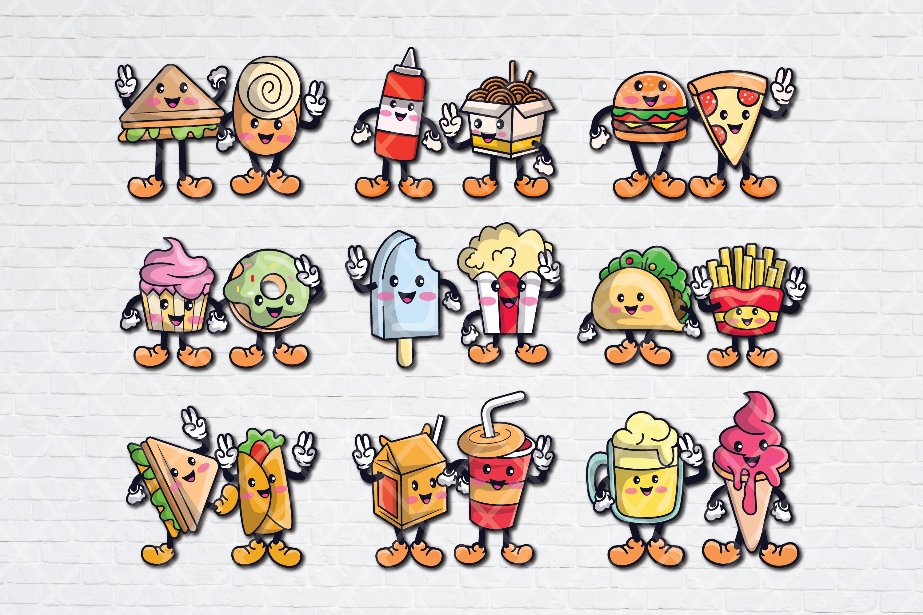 Cute Kawaii Food Perfect Match Bundle: SVG PNG Instant Download Food ...