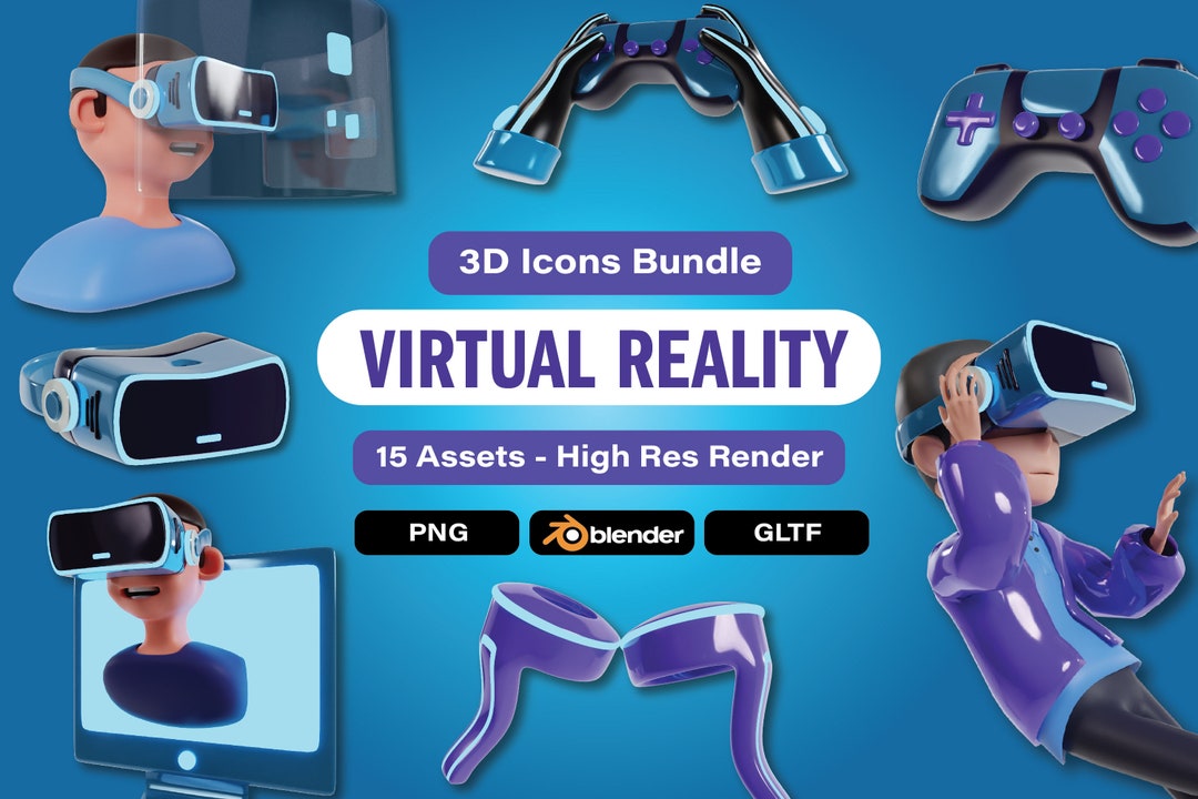 Set of VR Clipart Element, Virtual Reality 3d Icons, VR Clipart Png ...