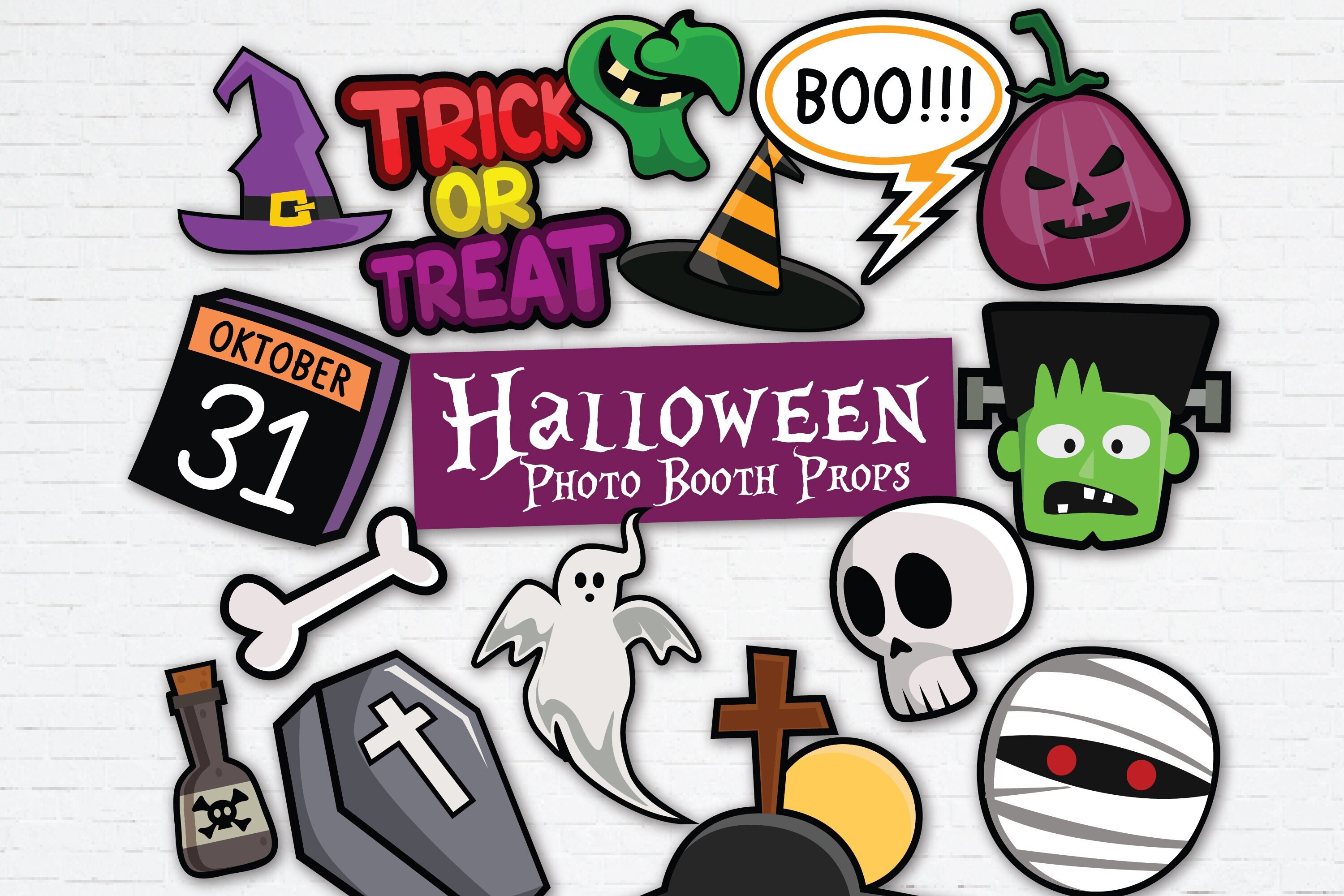 Funny Halloween Photo Booth Props: SVG PNG Bundle (digital Download) - Etsy