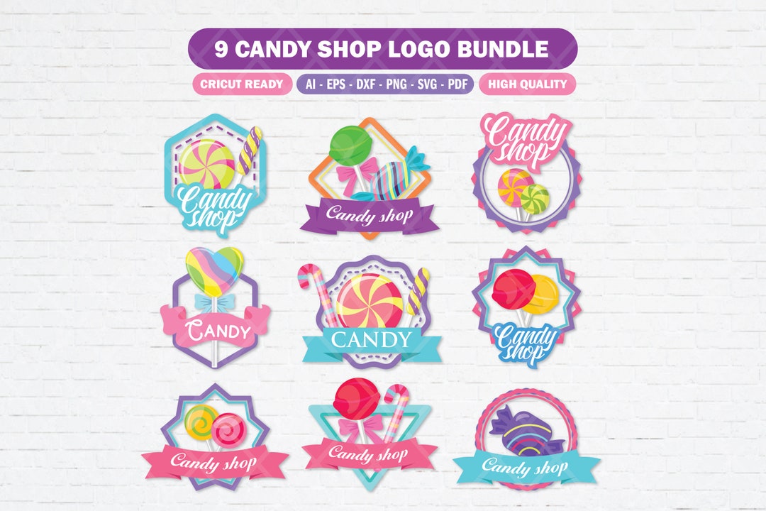 Set of Cute Candy Shop Sign Svg, Retro Candy Svg Clipart, Lollipop Svg ...