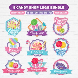 Set of Cute Candy Shop Sign Svg, Retro Candy Svg Clipart, Lollipop Svg ...