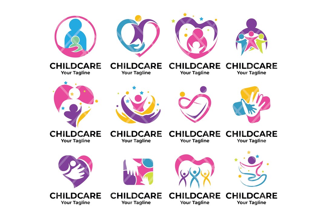 Child Care, Day Care, Nursery Logo Bundle SVG PNG: Pre-made Preschool ...