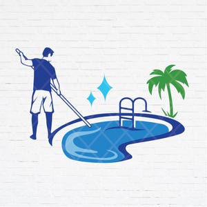 Custom Pool Cleaning Logo, Pool Maintenance Logo, Personalized Pool ...