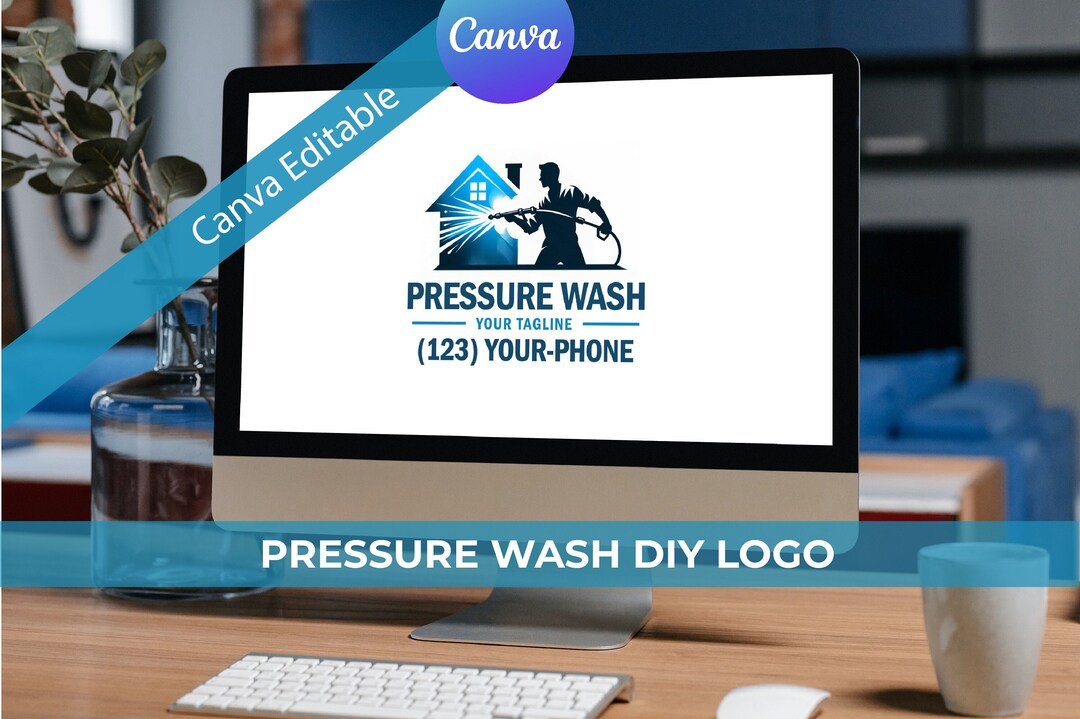 Canva House Cleaning Logo Template DIY House Pressure Washing Logo ...