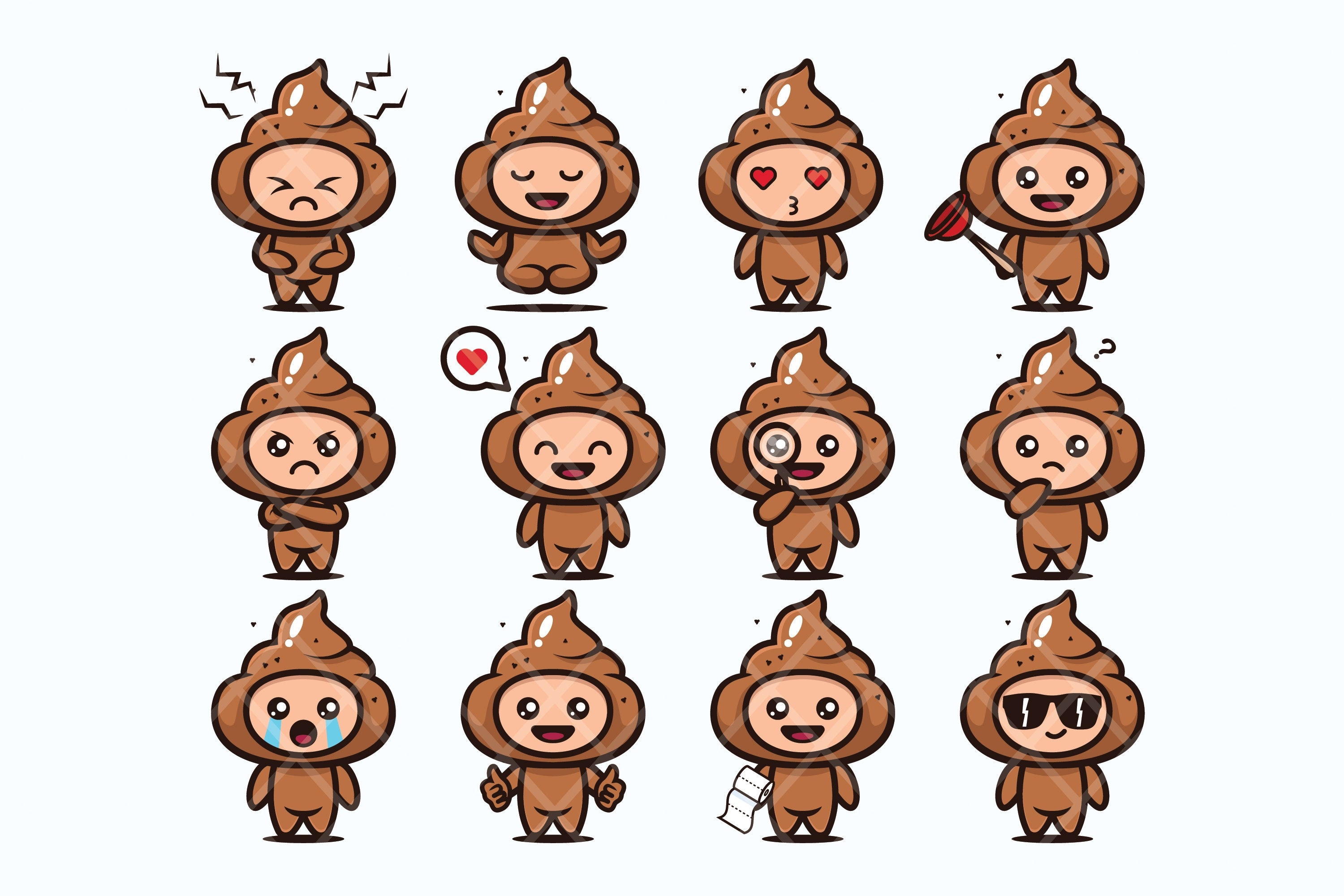 Cute Happy Poop Cartoon Emoji Collection SVG Bundle Files for - Etsy