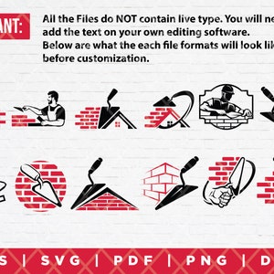 Bricklayer House Template Svg, Masonry Silhouette Svg, House Property ...