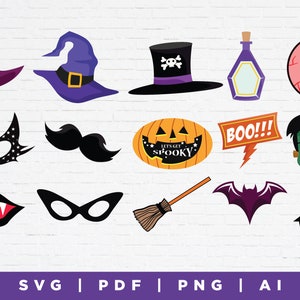 Halloween Party Photo Booth Props: SVG Clipart Bundle (digital Download ...
