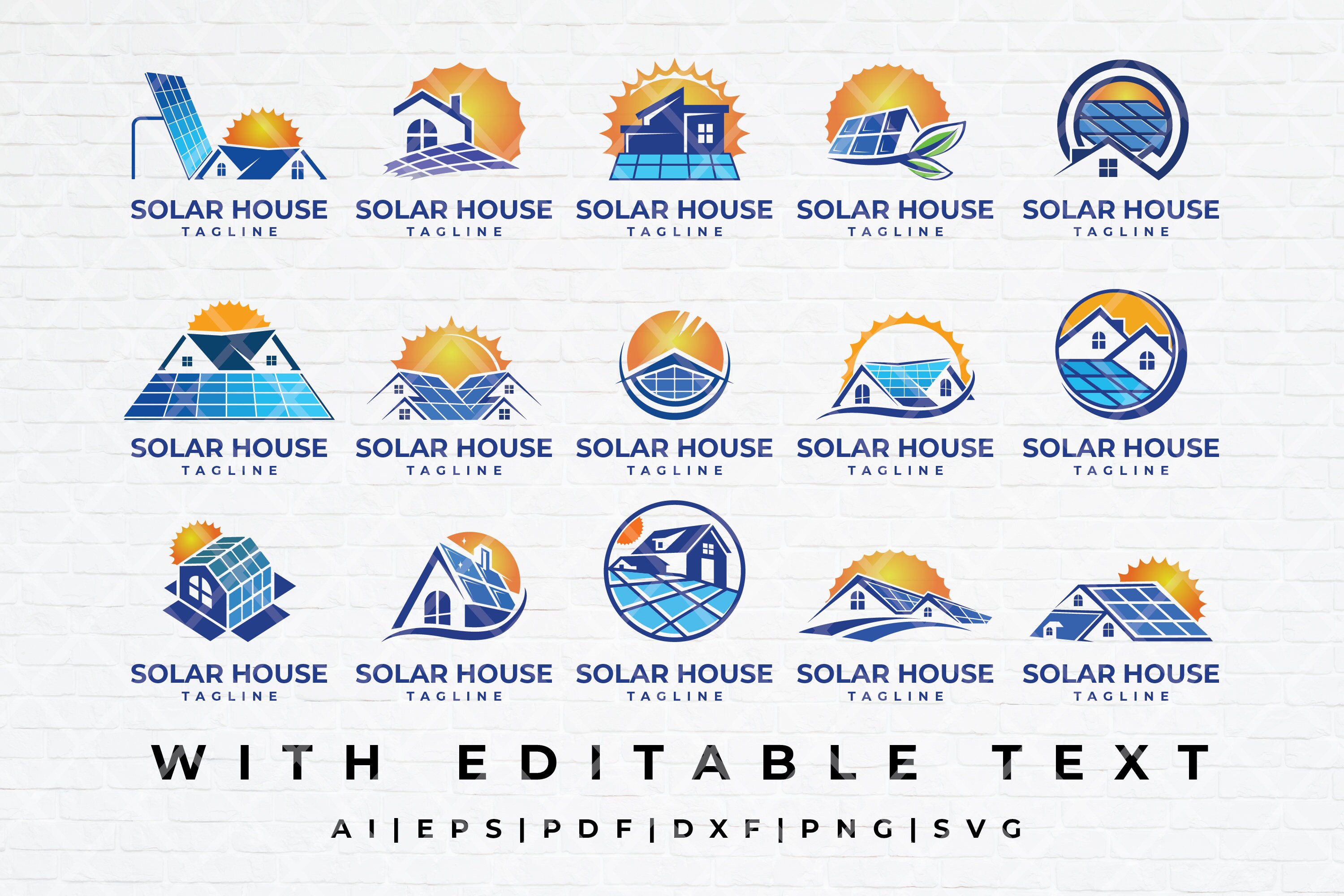 Sun Solar House Energy Logo Design Collection. SVG Bundle - Etsy