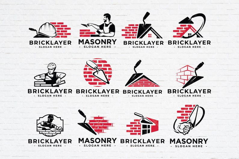 Masonry SVG Bundle, Bricklayer Construction Logos (cut Files) - Etsy