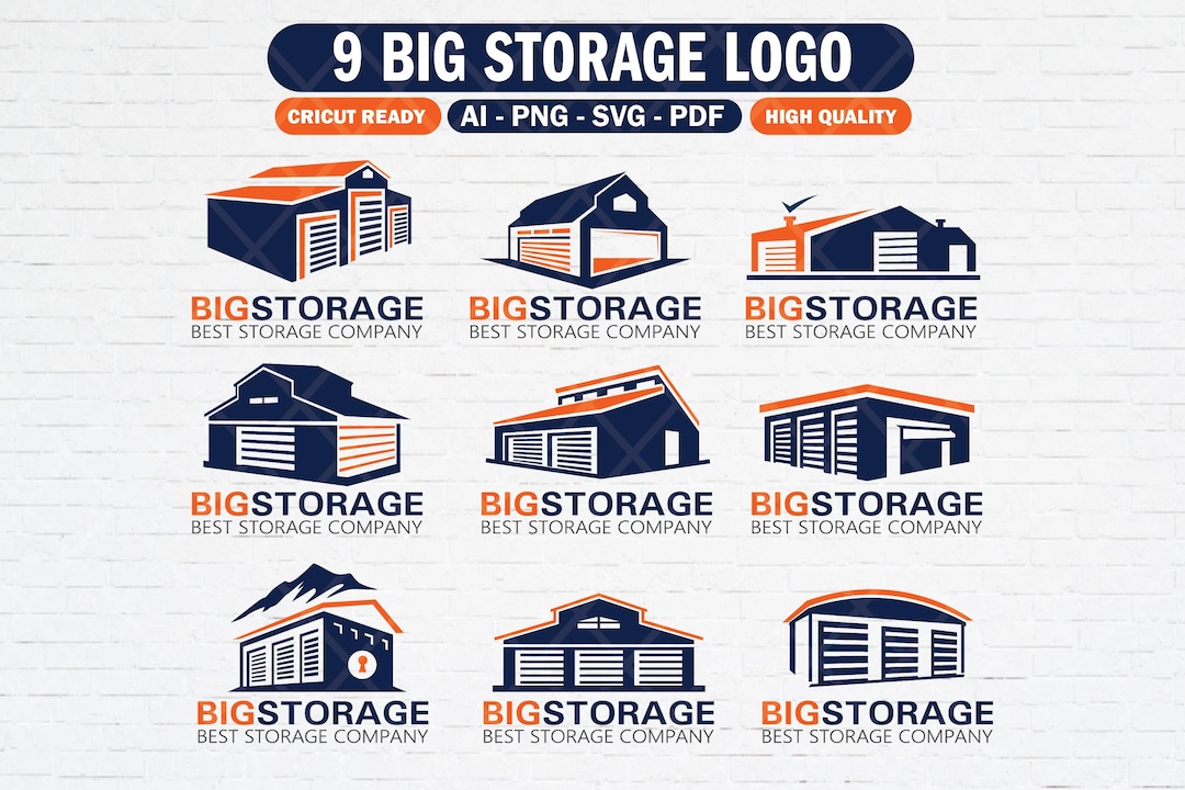 9 Big Storage Logo Bundle, Storage Warehouse Clipart Illustration, and ...
