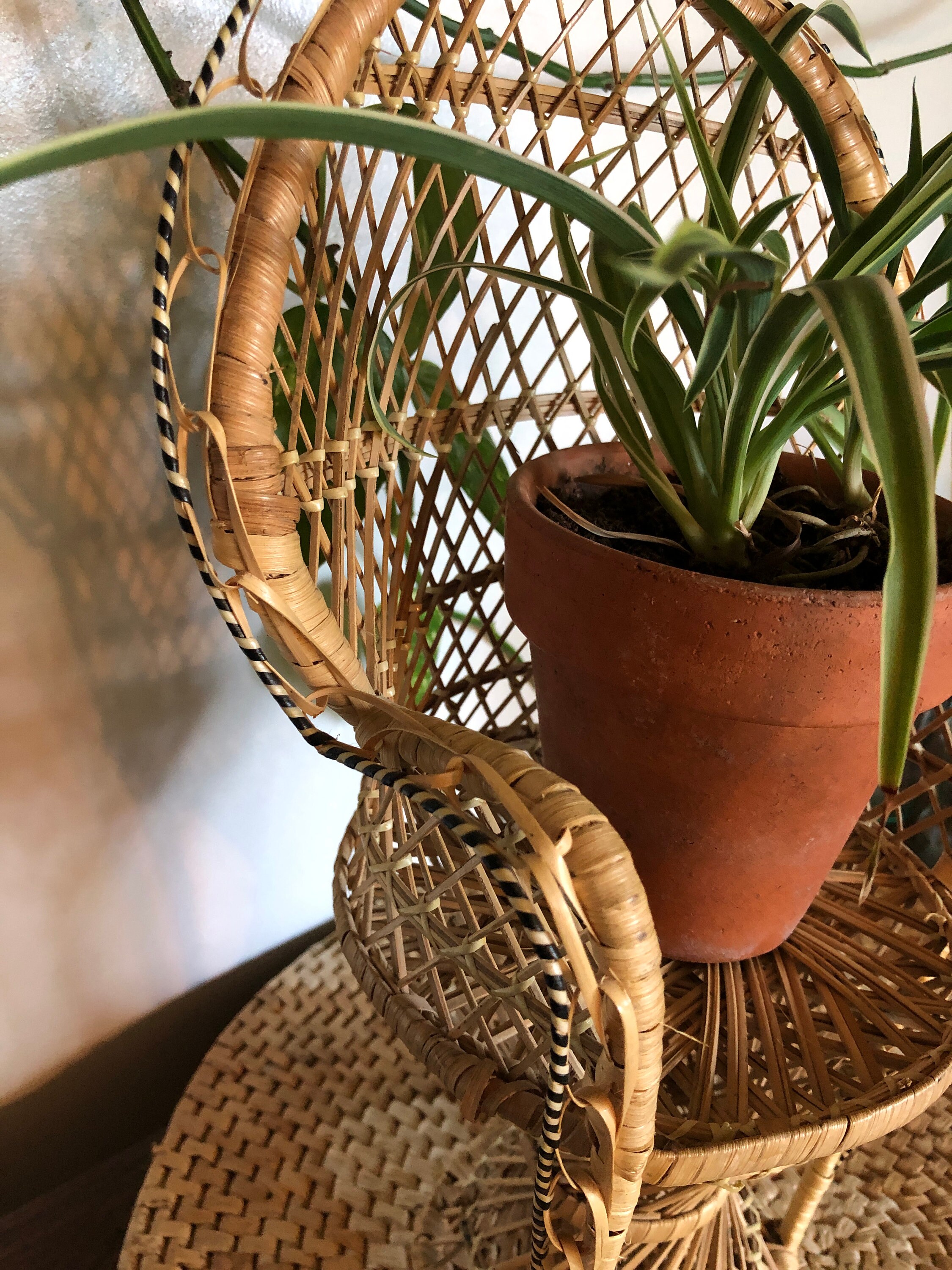 Vintage Wicker Planter Chair/ Wicker Decor/ Planter Holder/ 70s/ 80s ...