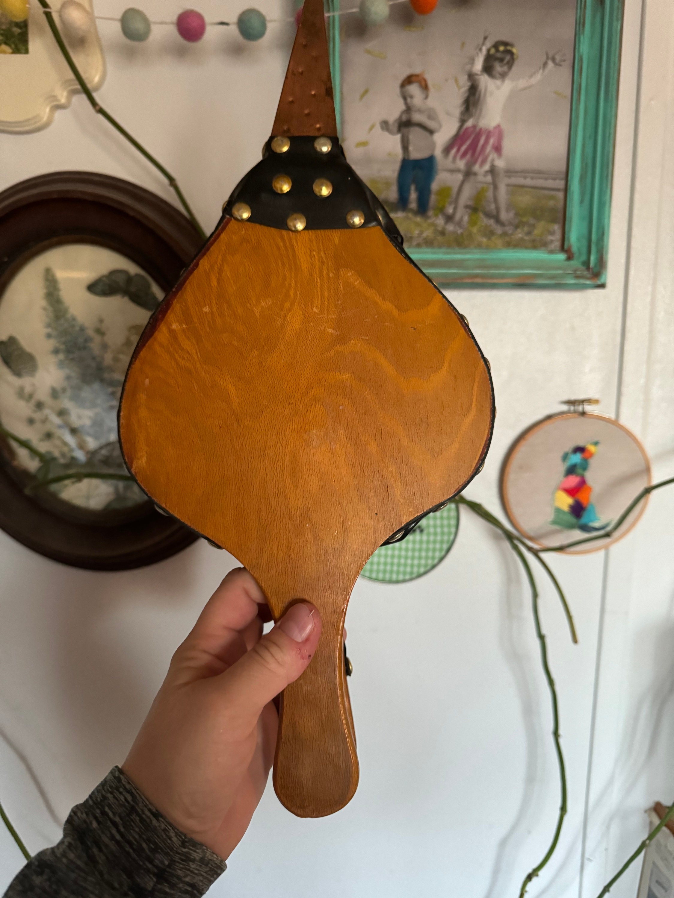 Vintage Bellow for Fireplace/ Leather Wooden Cooper Bellow/ Fire Blower ...