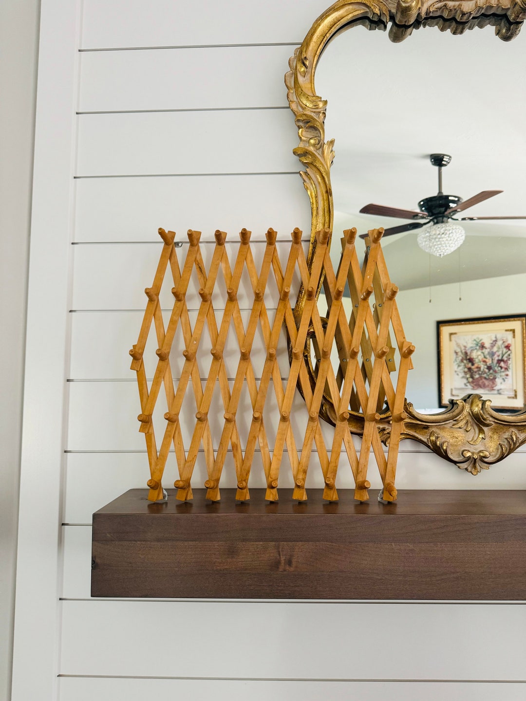 Vintage Wooden Accordion Rack/ 59 Pegs/ Wooden Rack/ Vintage Farmhouse ...