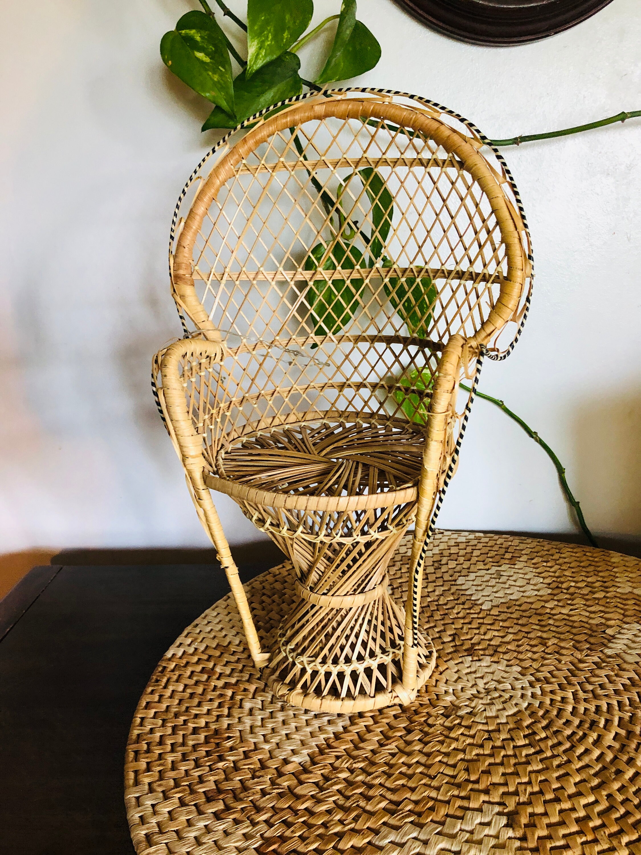 Vintage Wicker Planter Chair/ Wicker Decor/ Planter Holder/ 70s/ 80s ...
