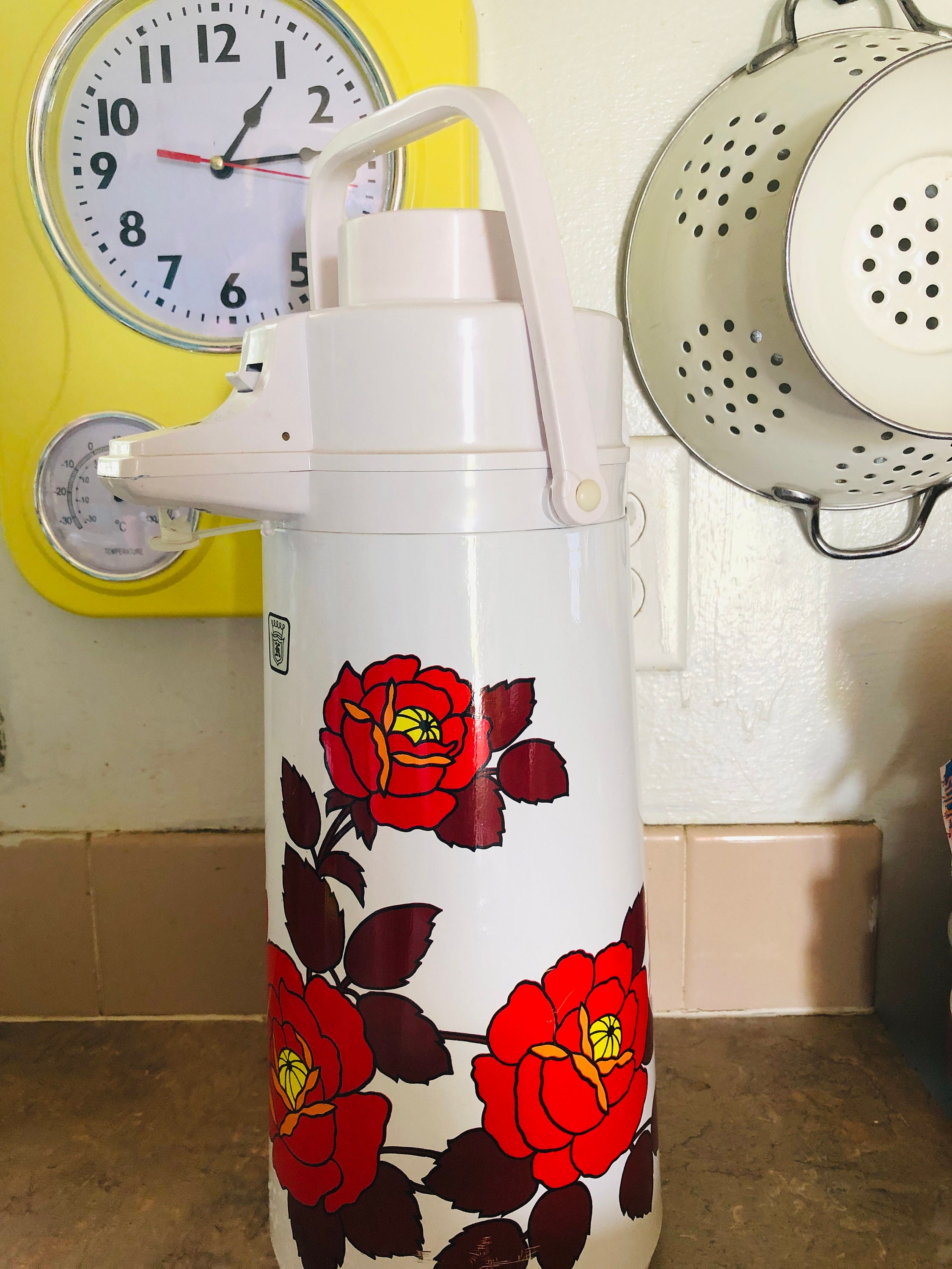 Vintage 70's Thermos/ Air Pressure Thermos/flower/ Retro - Etsy