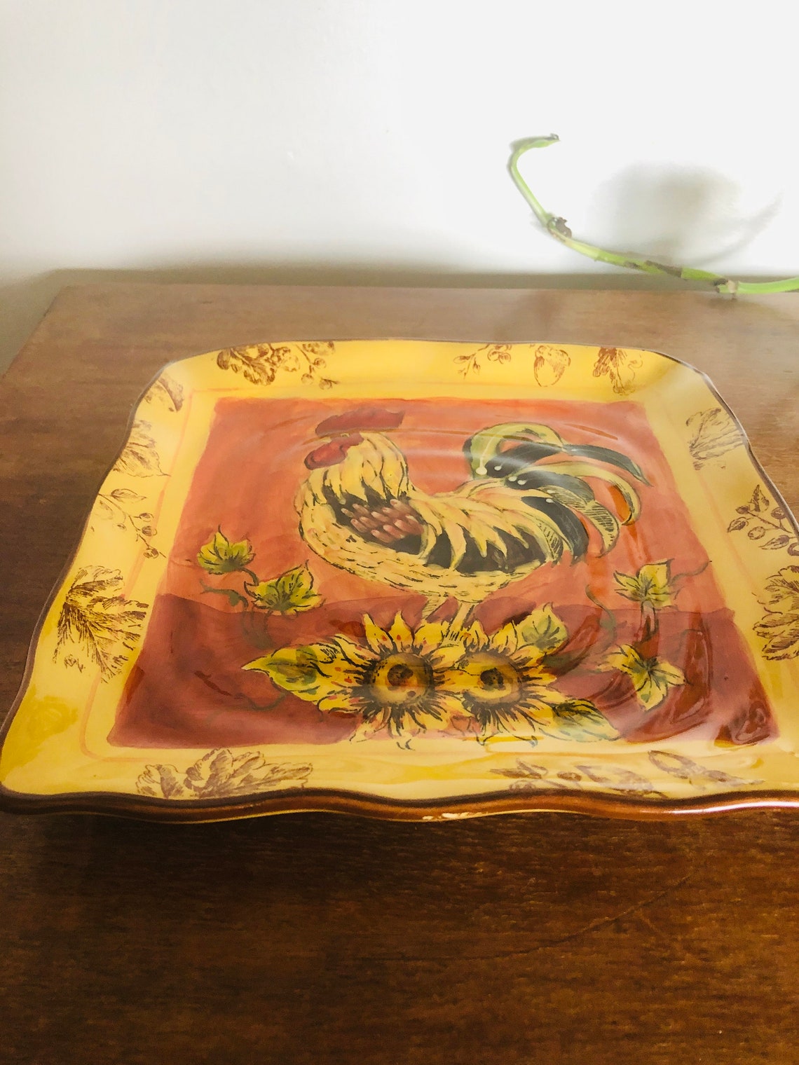 Rooster Chicken Plate/ 6 Square Plates/ Discontinued China Plate ...