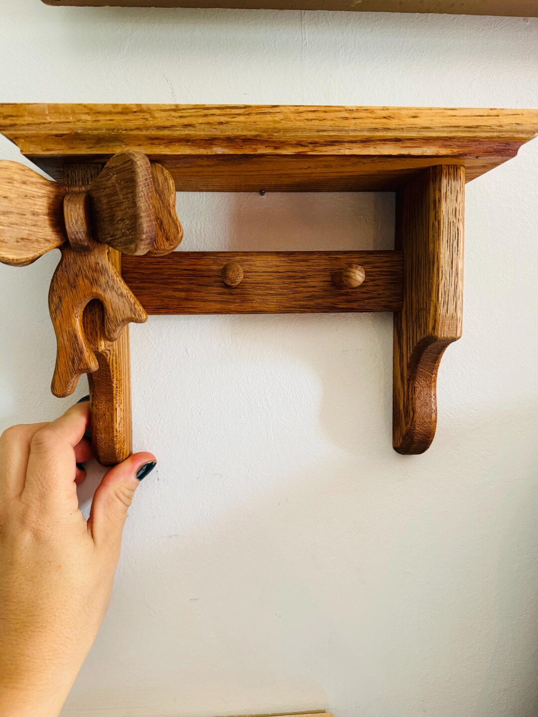 Vintage Wooden Bow Shelf/ Rack/ 1990’s Wall Decor/ Cottage Core Decor ...