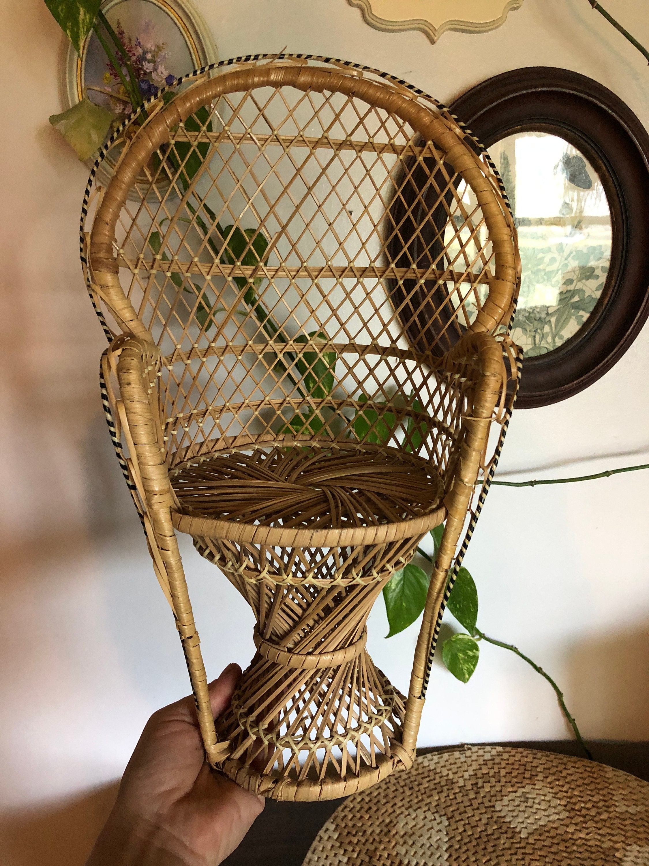 Vintage Wicker Planter Chair/ Wicker Decor/ Planter Holder/ 70s/ 80s ...
