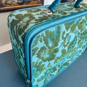 Vintage Floral Blue & Green 70’s Groovy Suitcase/ Soft Carpet Suitcase ...