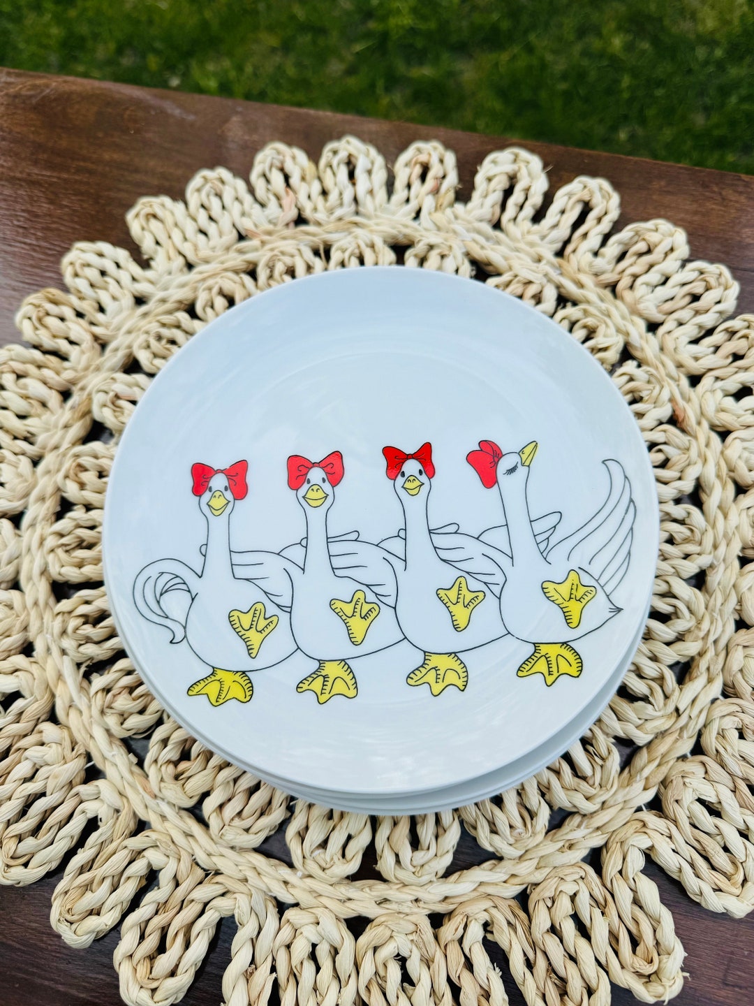 Fitz and Floyd MCM Duck/ Goose Vintage Dessert Plates/ Farmhouse Plates ...