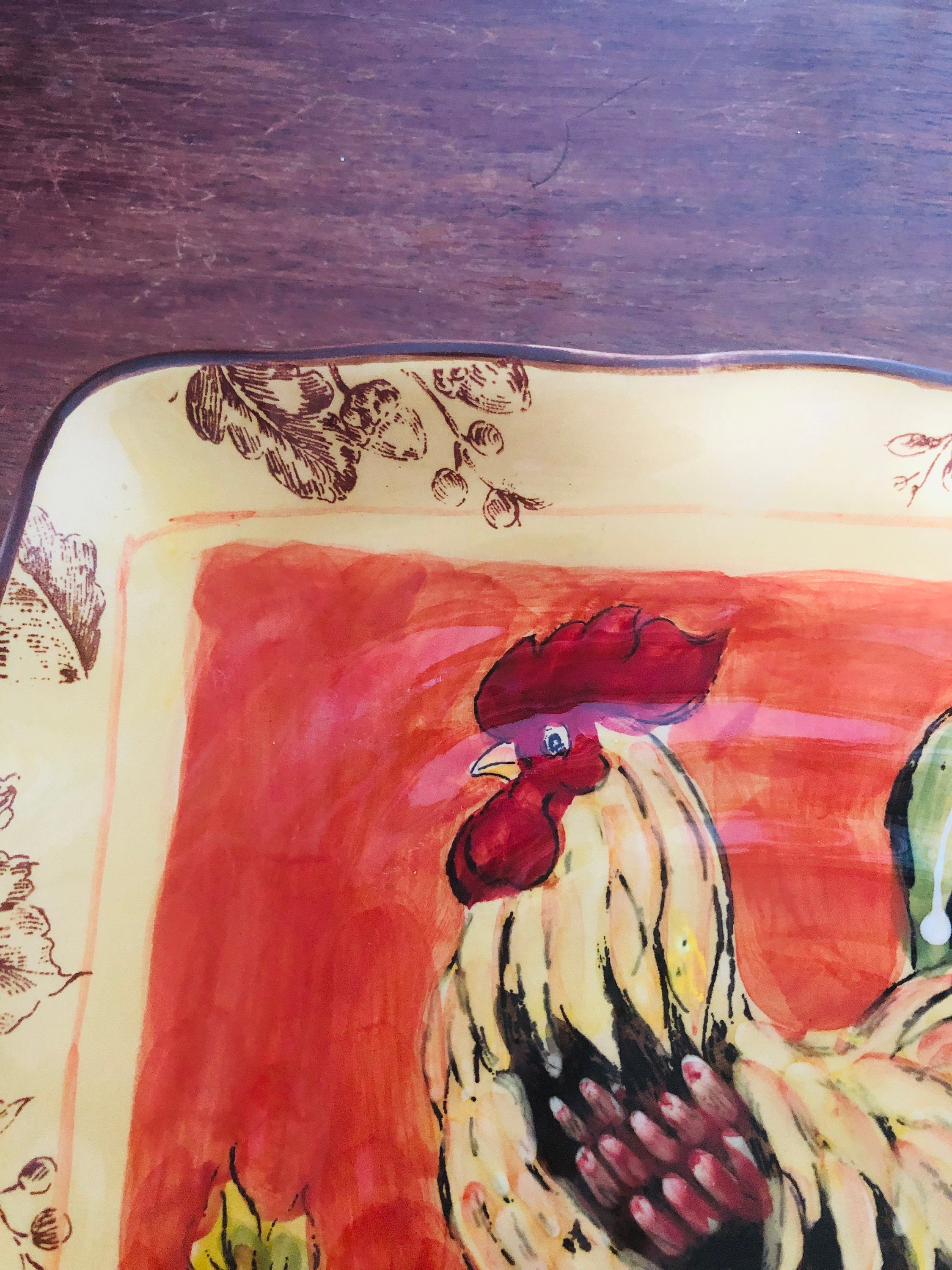Rooster Chicken Plate/ 6 Square Plates/ Discontinued China Plate ...