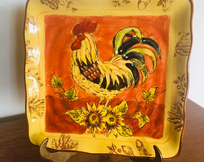 Rooster Chicken Plate/ 6 Square Plates/ Discontinued China Plate ...