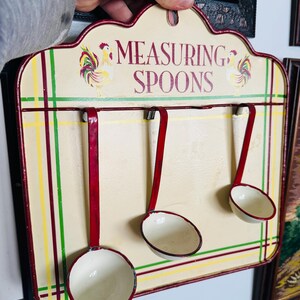Vintage Measuring Ladle Enamelware Farmhouse Kitchen Rooster Measuring ...