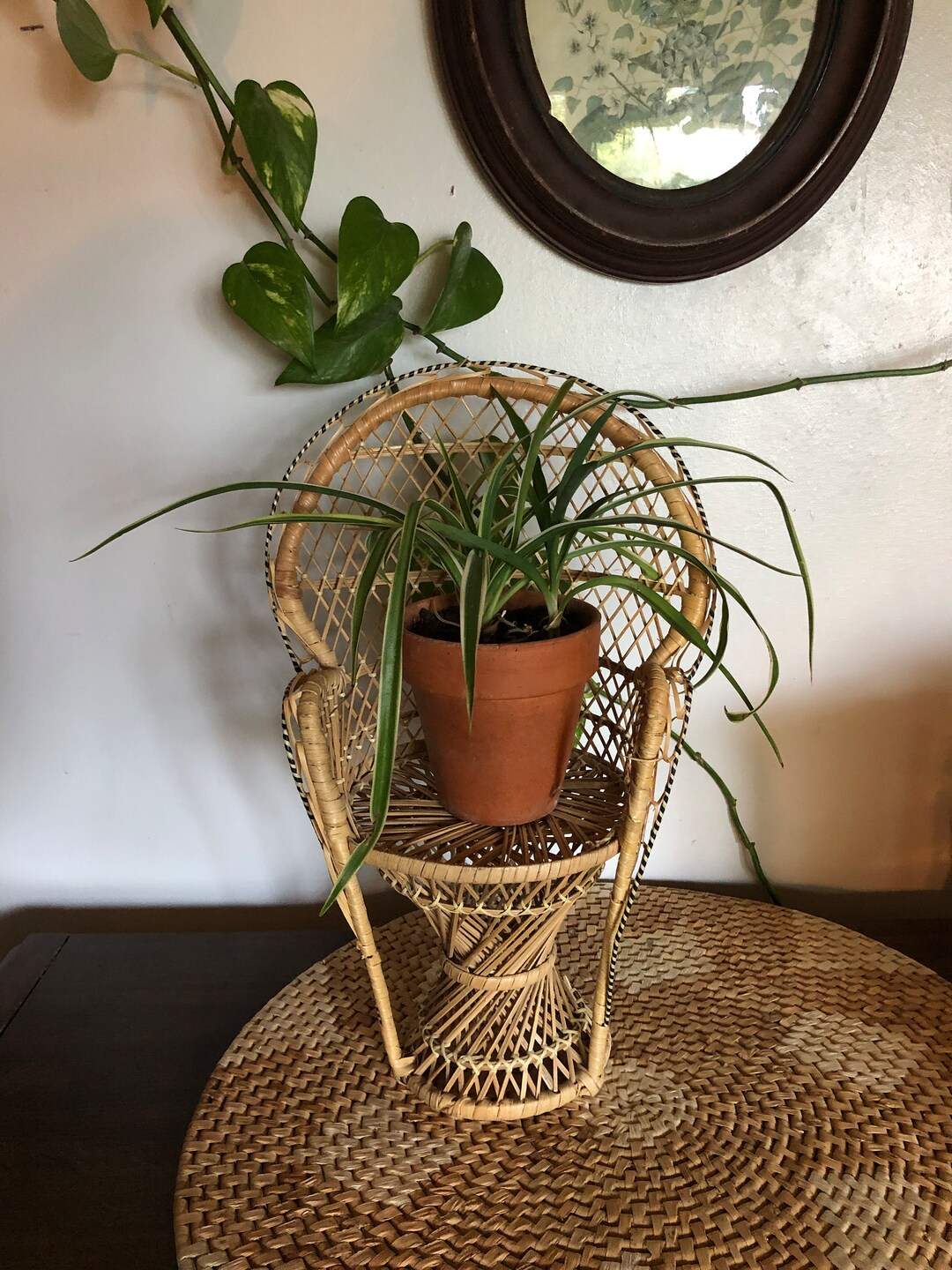 Vintage Wicker Planter Chair/ Wicker Decor/ Planter Holder/ 70’s/ 80’s ...