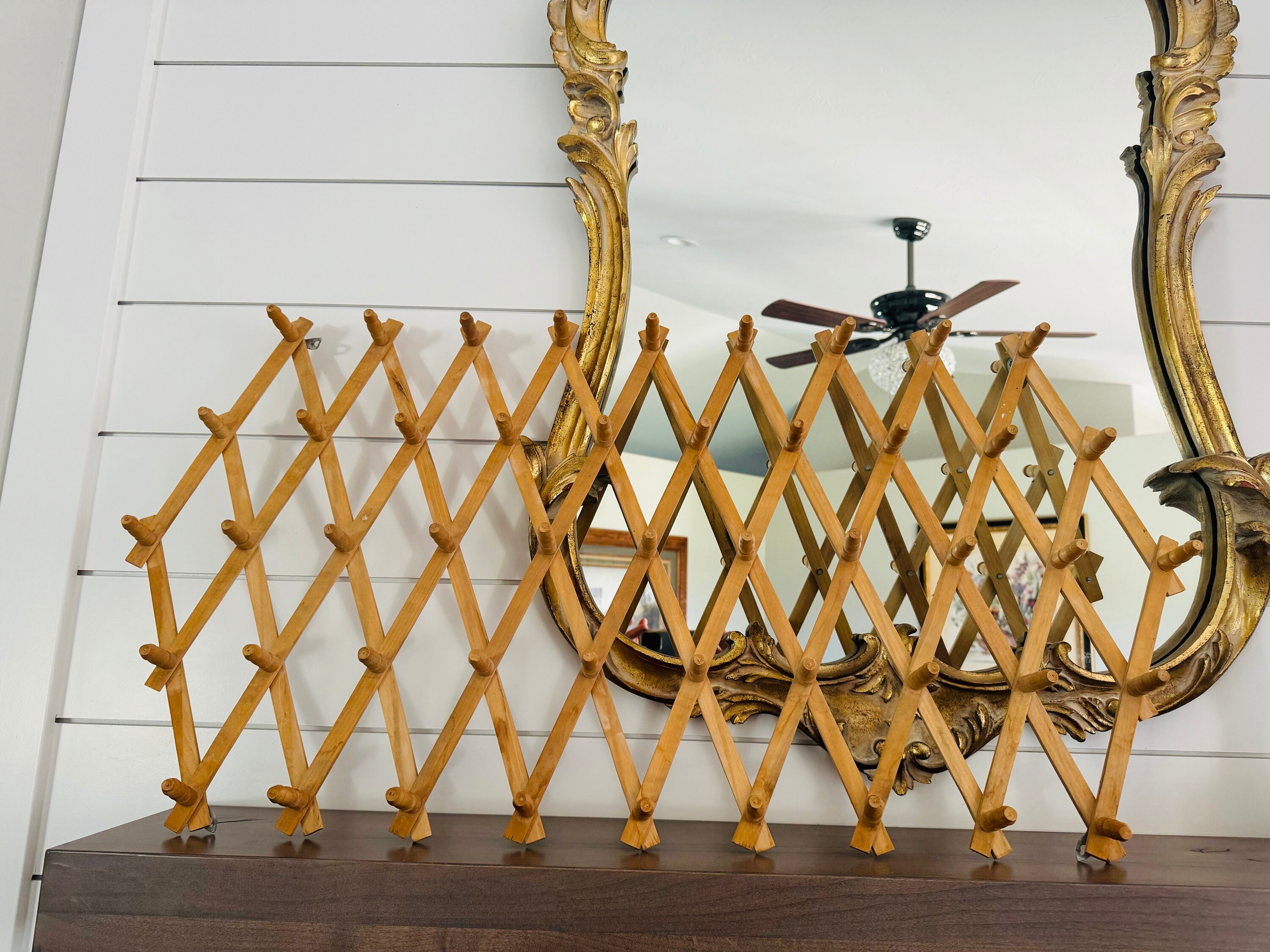 Vintage Wooden Accordion Rack/ 59 Pegs/ Wooden Rack/ Vintage Farmhouse ...