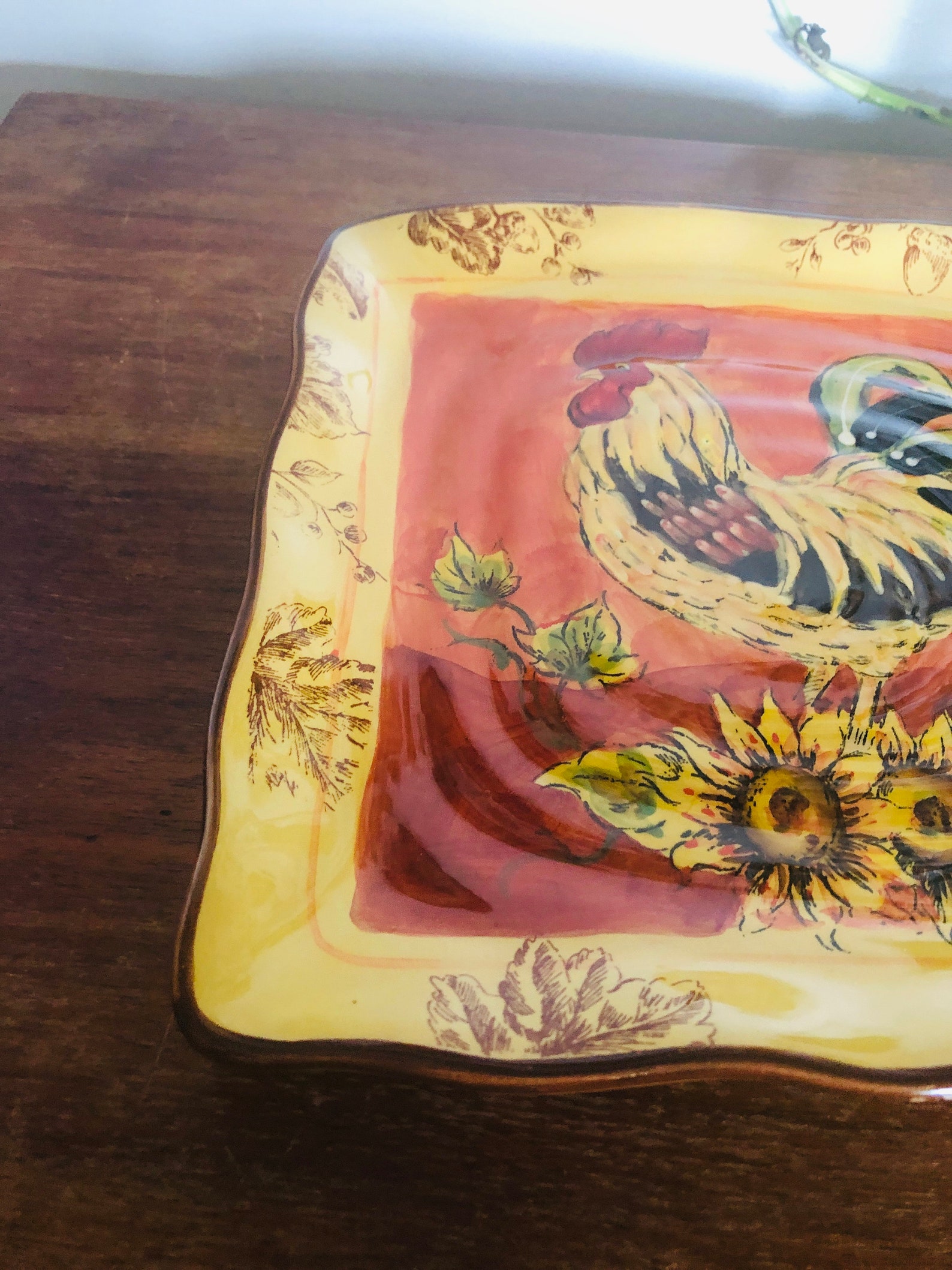Rooster Chicken Plate/ 6 Square Plates/ Discontinued China Plate ...