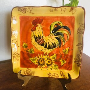 Rooster Chicken Plate/ 6 Square Plates/ Discontinued China Plate ...