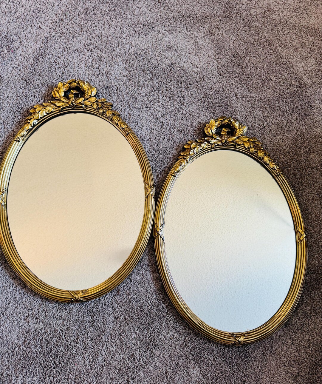 2 Vintage MCM Golden Sirroco Oval Mirrors/ Gold Detailed 70’s Mirrors ...