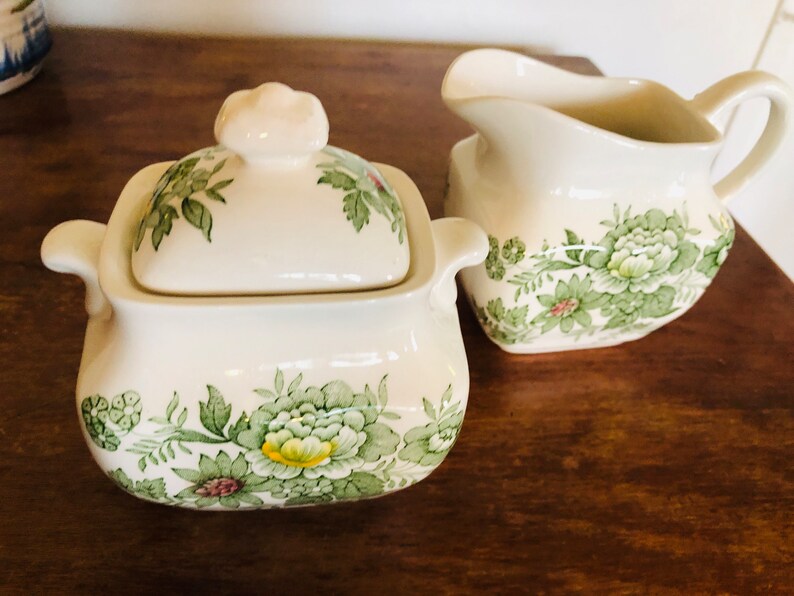 Enoch Wedgwood Kent Green Pheasant Sugar Bowl and - Etsy