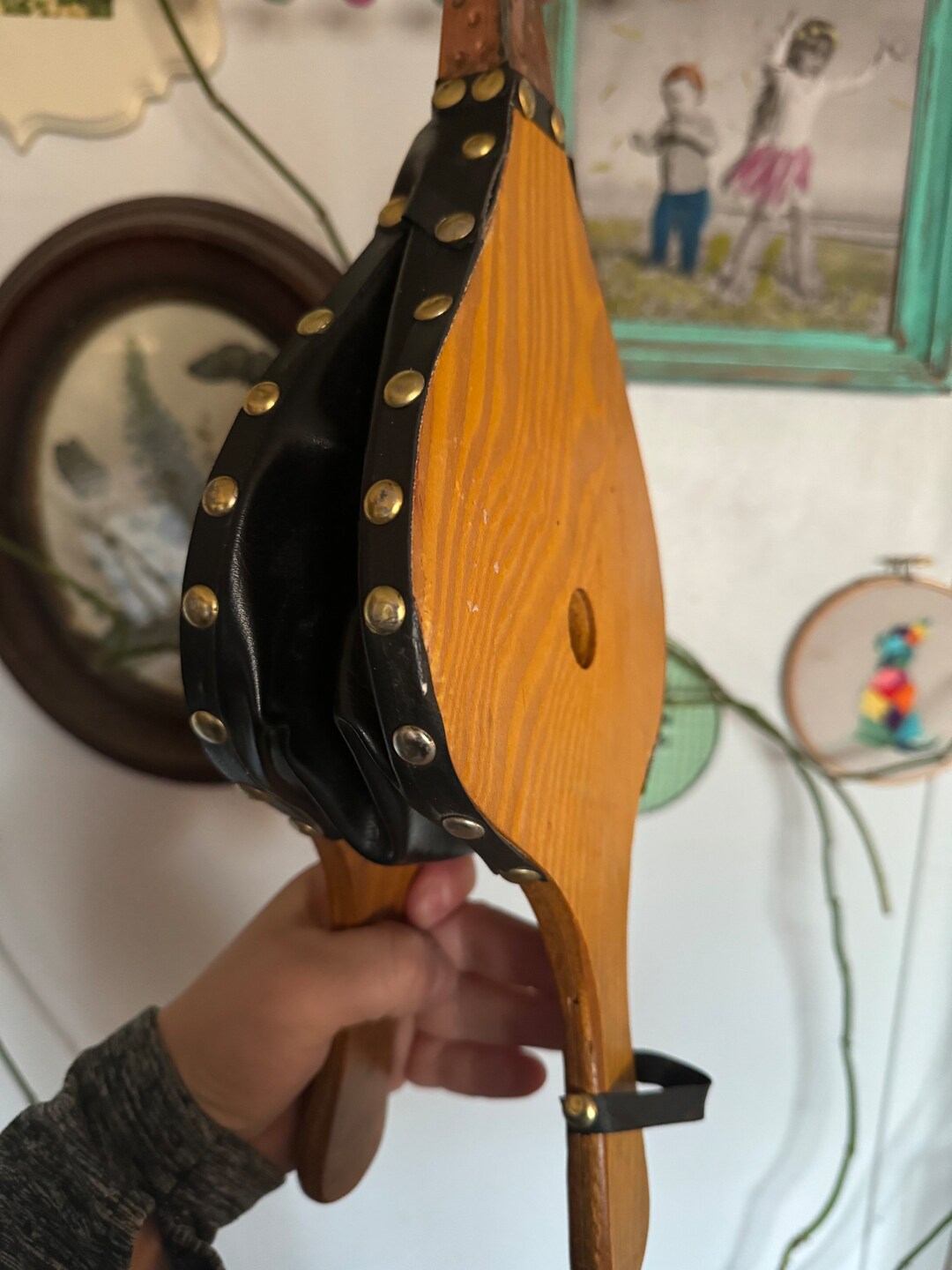 Vintage Bellow for Fireplace/ Leather Wooden Cooper Bellow/ Fire Blower ...