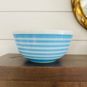 Vintage Pyrex 403 2 1/2 Quart / Blue and White Striped Bowl/ Mid ...