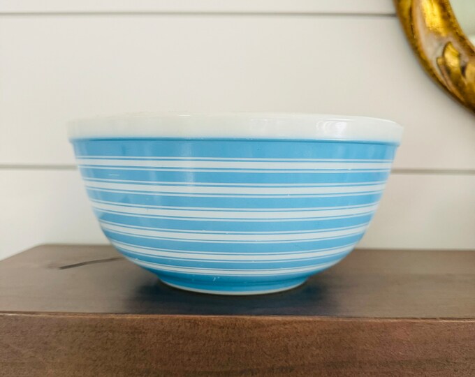 Vintage Pyrex 403 2 1/2 Quart / Blue and White Striped Bowl/ Mid ...